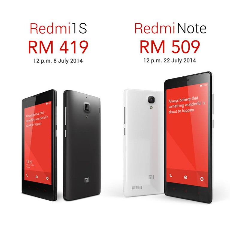 Xiaomi Malaysia Unveils Prices of Redmi 1S and Redmi Note, From RM419 ...
