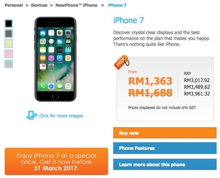 Celcom iPhone 7 Promotion RM1363 Valid Till 31 March 2017