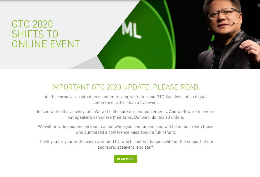 NVIDIA Switching GTC 2020 To Livestream Event Due To Coronavirus ...