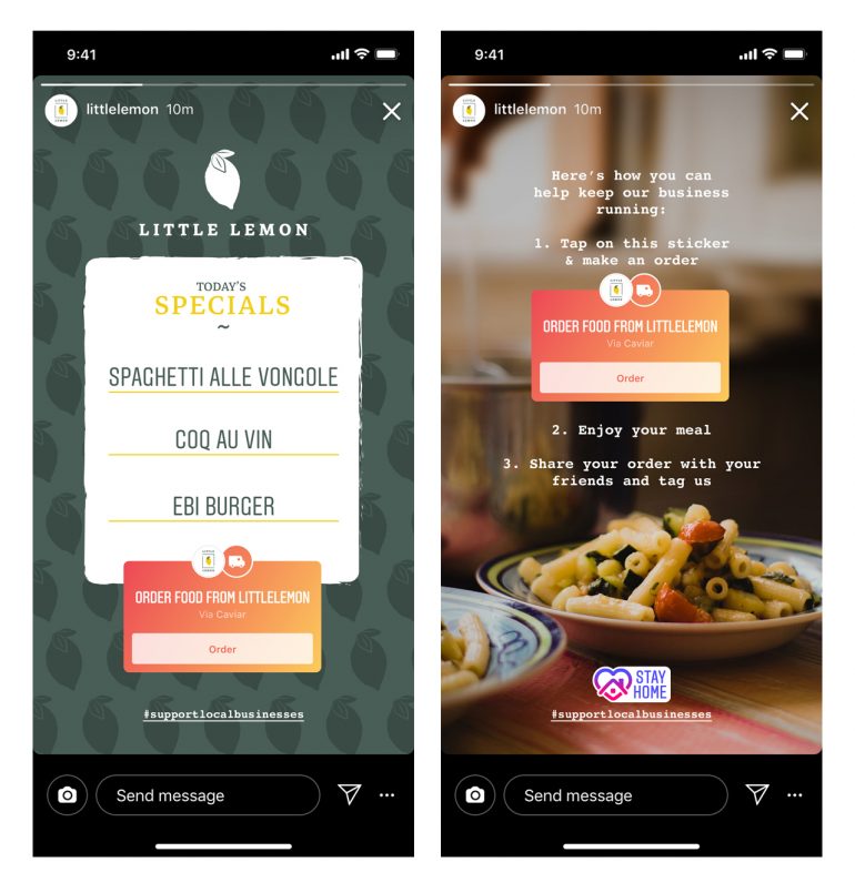 Instagram Adds Order Food Button And Sticker Functions To Help Local ...