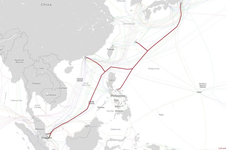 The full map of Asia Submarine-cable Express system.