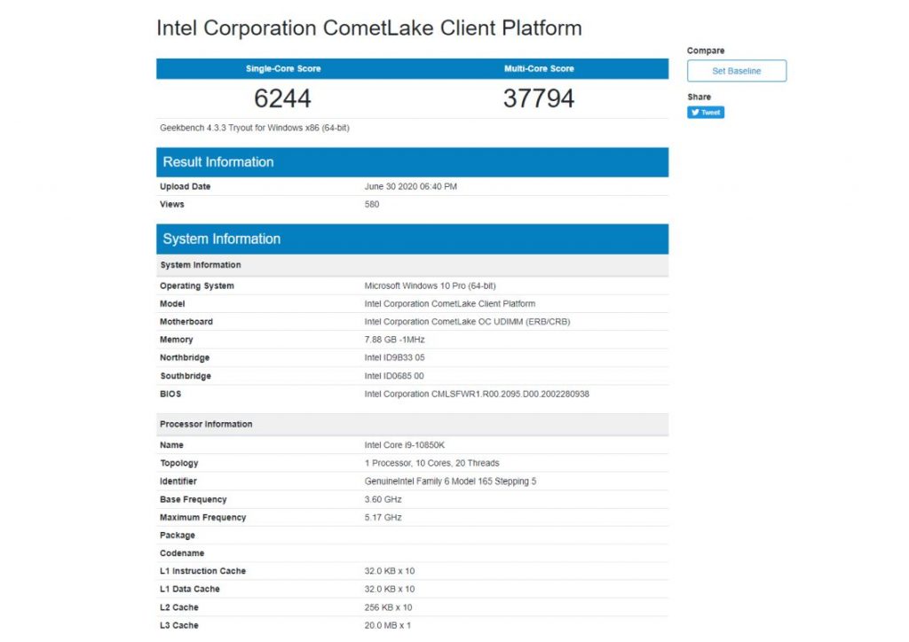 Intel Core i9-10850K CPU With 5.17GHz Boost Clock Reportedly In The ...