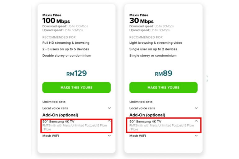 Maxis Fibre Now Offers Samsung 4K Smart TV Bundle; For As Low As RM 1 ...