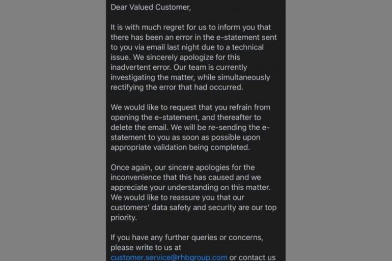 RHB Sends Wrong E-Statement To Customers; Triggers Privacy and Security ...