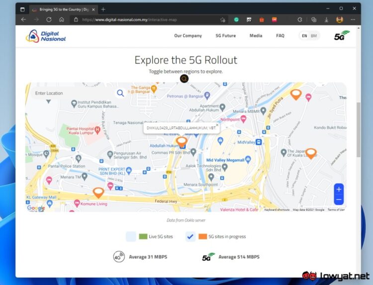 DNB 5G Coverage Map For Kuala Lumpur, Putrajaya, and Cyberjaya Is Now ...