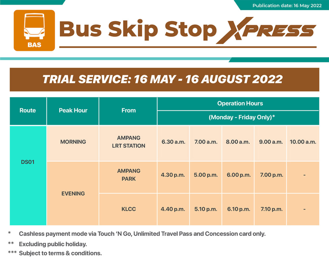 Rapid KL Bus Skip Stop Xpress To Go Straight To Ampang Park, KLCC ...
