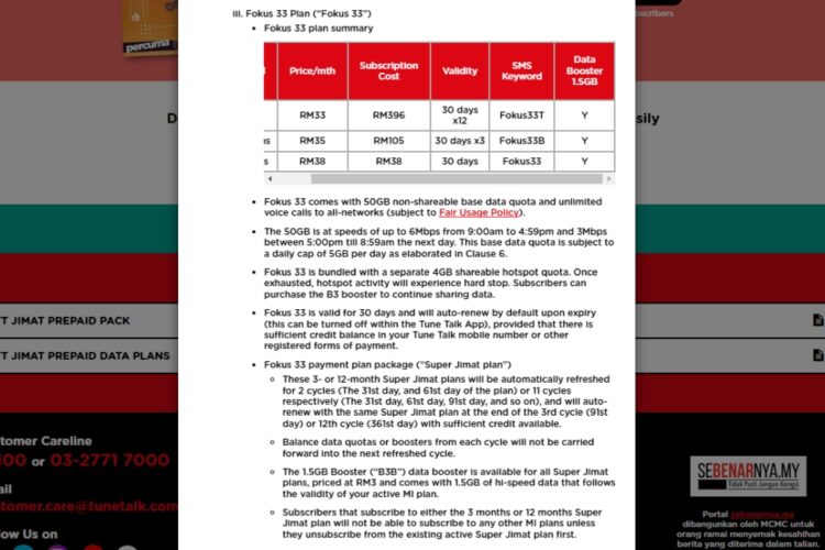 Tune Talk Introduces Pek Jimat Plans; Starts From RM33 A Month - Lowyat.NET