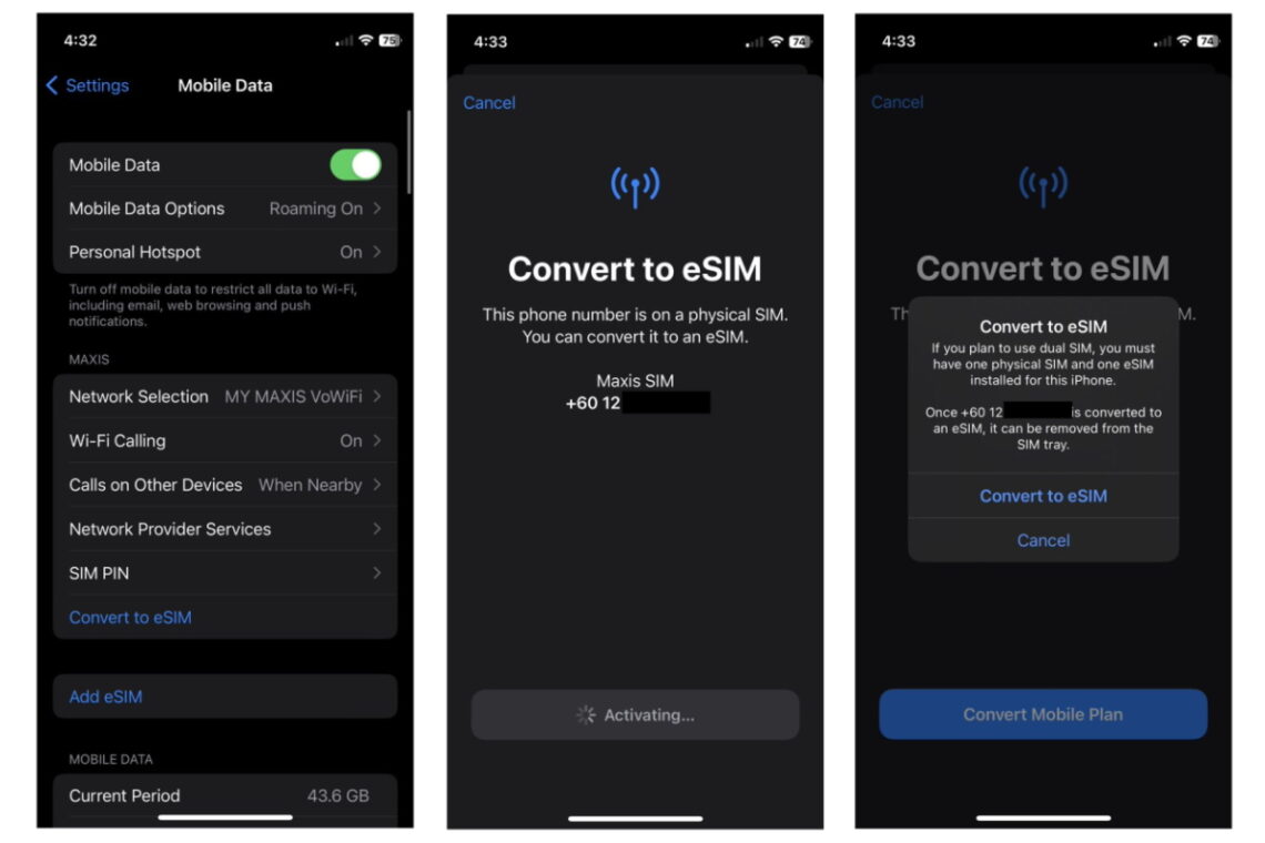 IPhone Users On Maxis Can Now Convert Physical SIM To ESIM Directly On ...