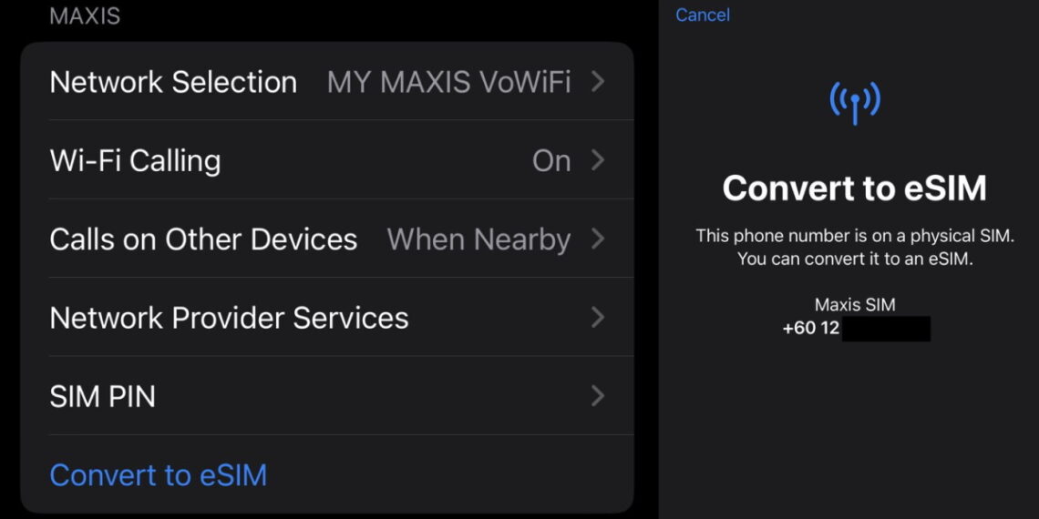 iPhone Users On Maxis Can Now Convert Physical SIM to eSIM Directly On ...