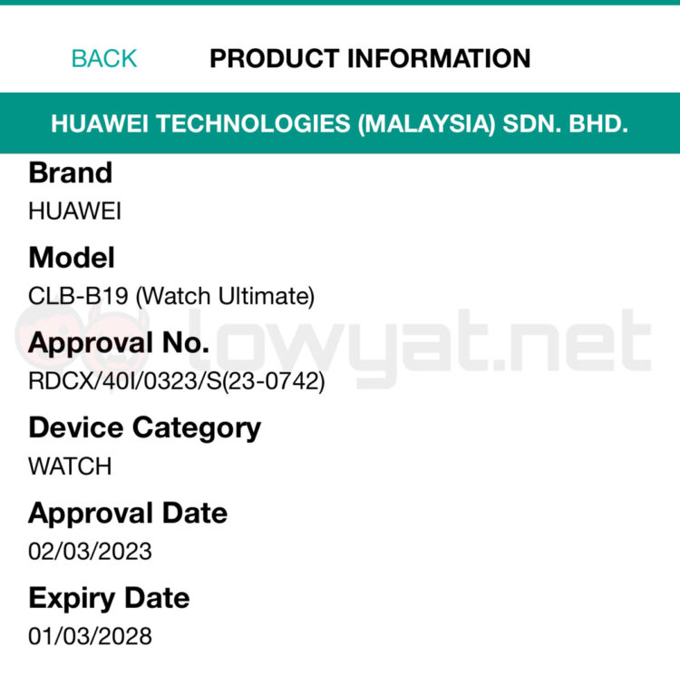 Newly Announced Huawei Watch Ultimate Spotted In SIRIM Database ...