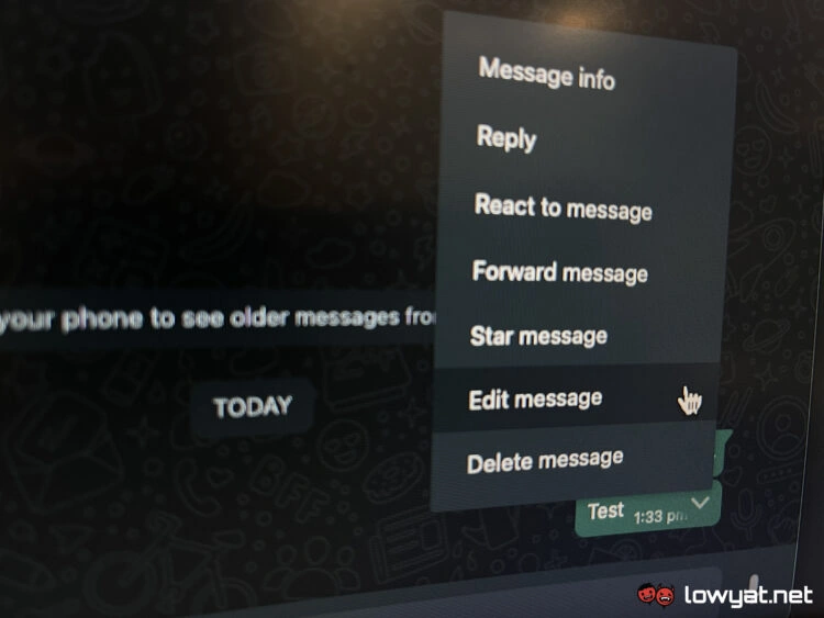 WhatsApp Web Beta Rolls Out New Ability To Edit Messages - Lowyat.NET