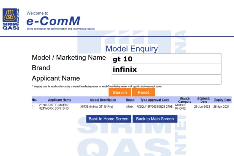 Infinix GT 10 Pro Has An Entry In SIRIM Database - Lowyat.NET