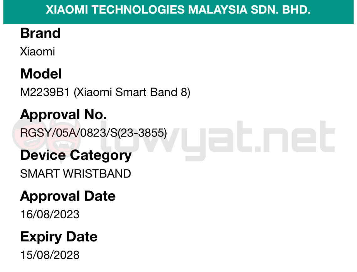 Xiaomi Smart Band 8 Spotted On SIRIM; Local Launch Likely Soon - Lowyat.NET