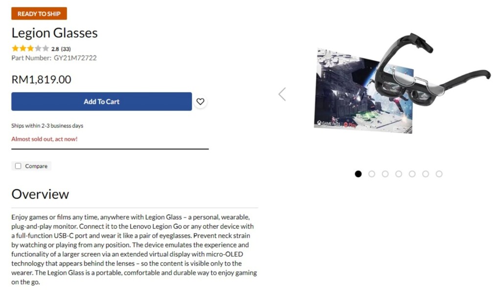 Lenovo Legion Glasses Now In Malaysia; Priced At RM1,819 - Lowyat.NET