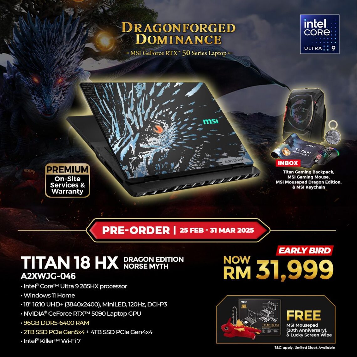 MSI Titan 18 HX Dragon Edition Norse Myth Preorder Set At RM31,999 - Lowyat.NET