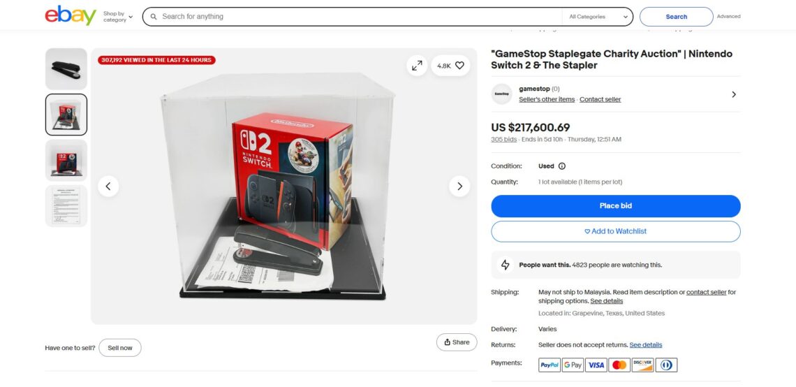 GameStop Jokingly Auctions Off Stapler That Damaged Nintendo Switch 2 ...
