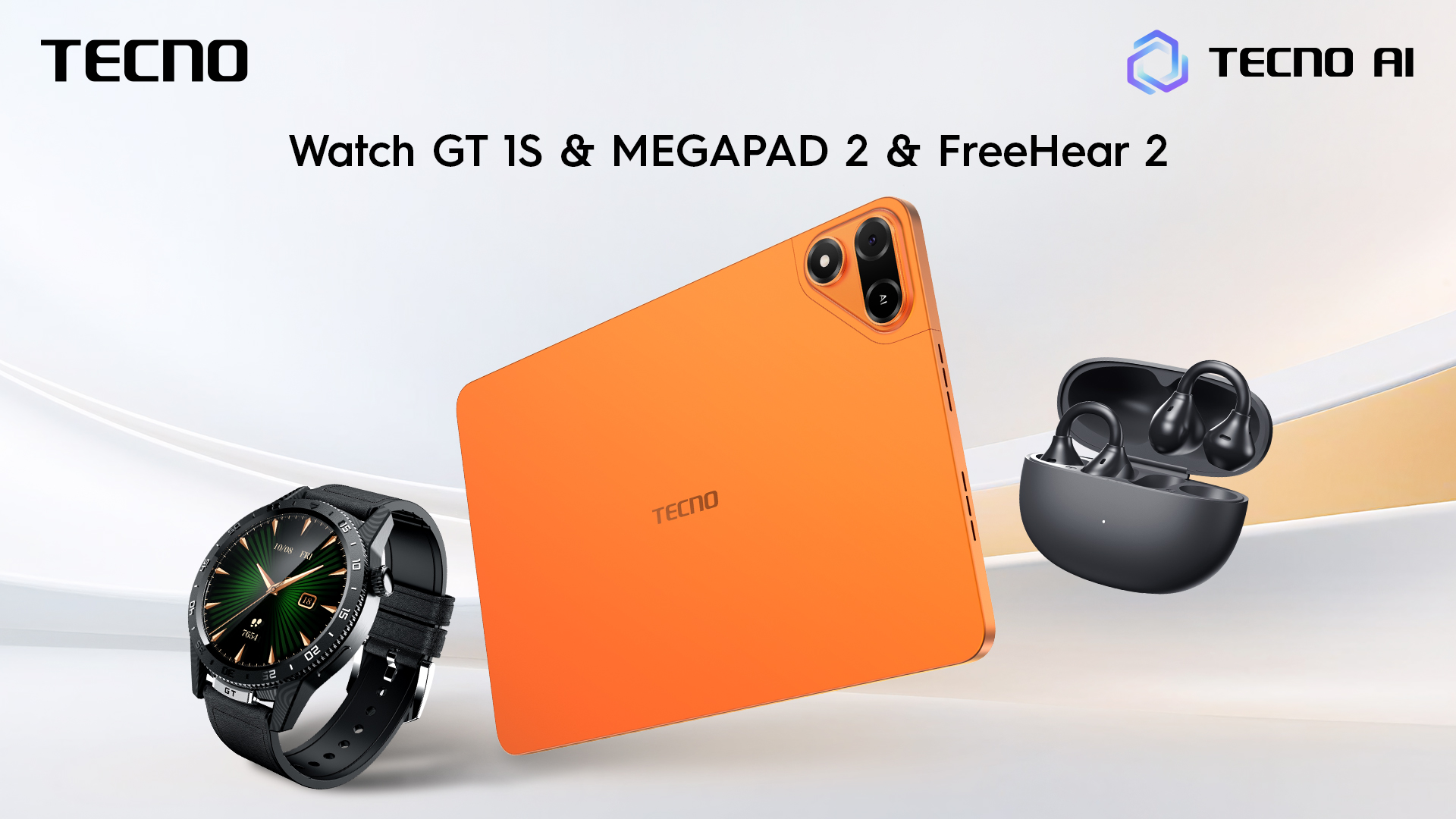 Tecno Unveils Megapad 2 Tablet, Watch GT 1S Smartwatch, FreeHear 2 TWS ...